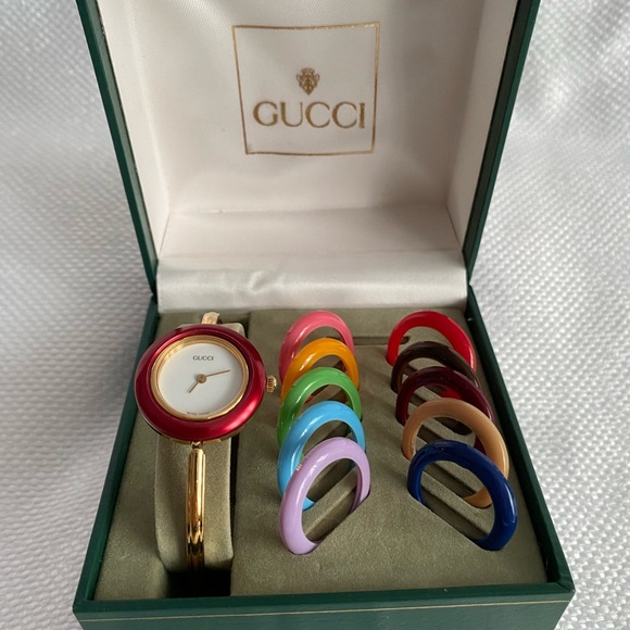 Gucci | Accessories | Gucci 2 Pc Bezel Watch Set Vintage Bracelet ...